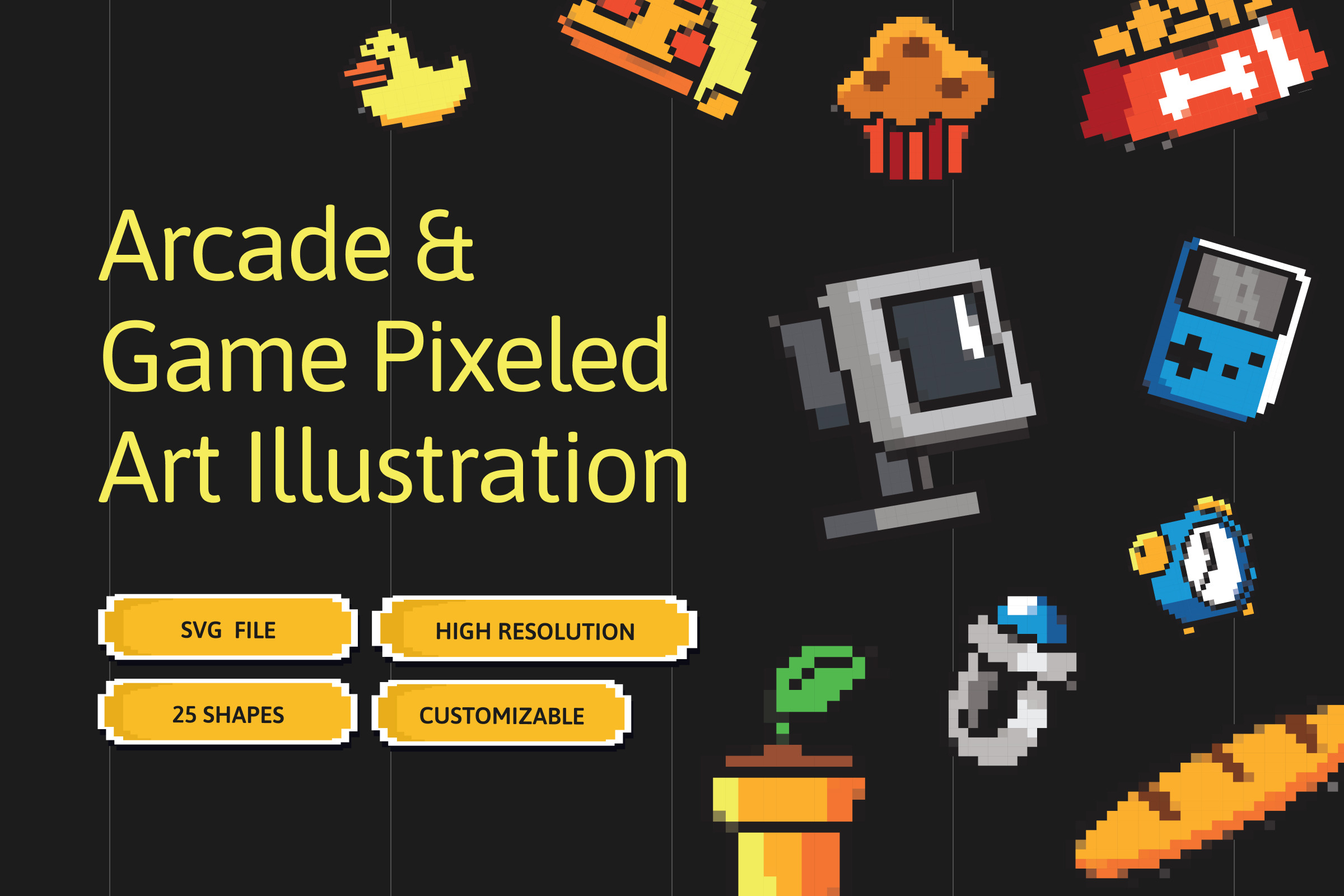 Arcade & Game Pixeled Art | Creative Market