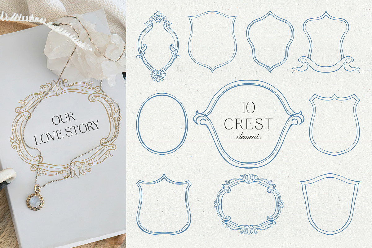 Baroque Line Art | Frames & Crests, a Decorative Illustration by ...