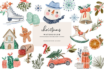Christmas watercolor clipart, an Illustration by beatriceviyiwi