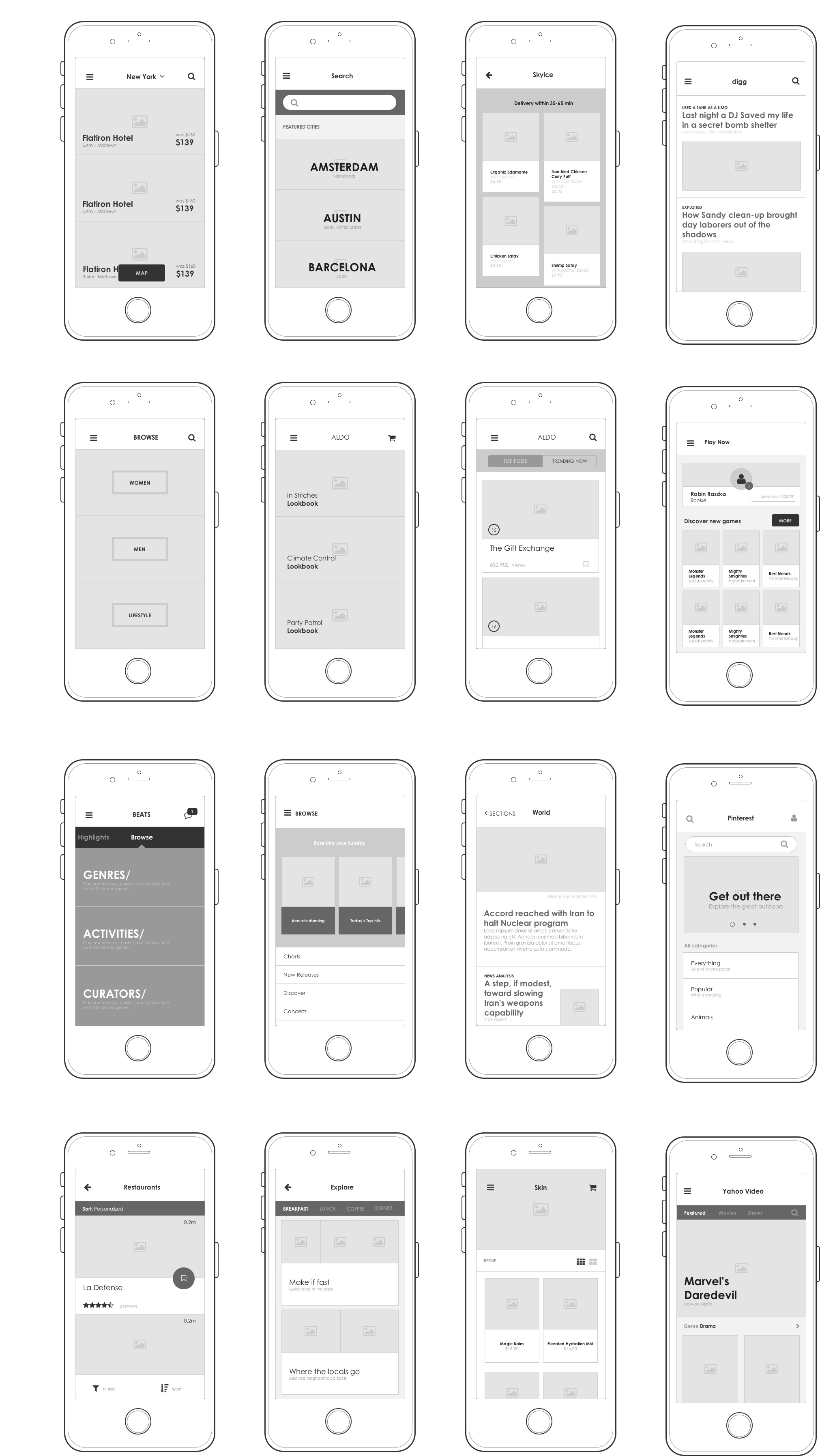 Axure Mobile UI for listings | Wireframe Templates ~ Creative Market