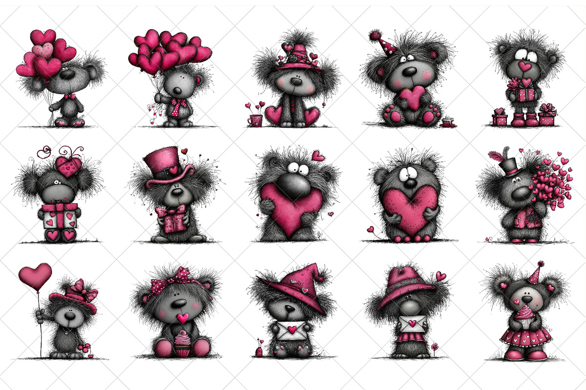 Teddy Bear Valentine Clipart, an Illustration by SinaCreation