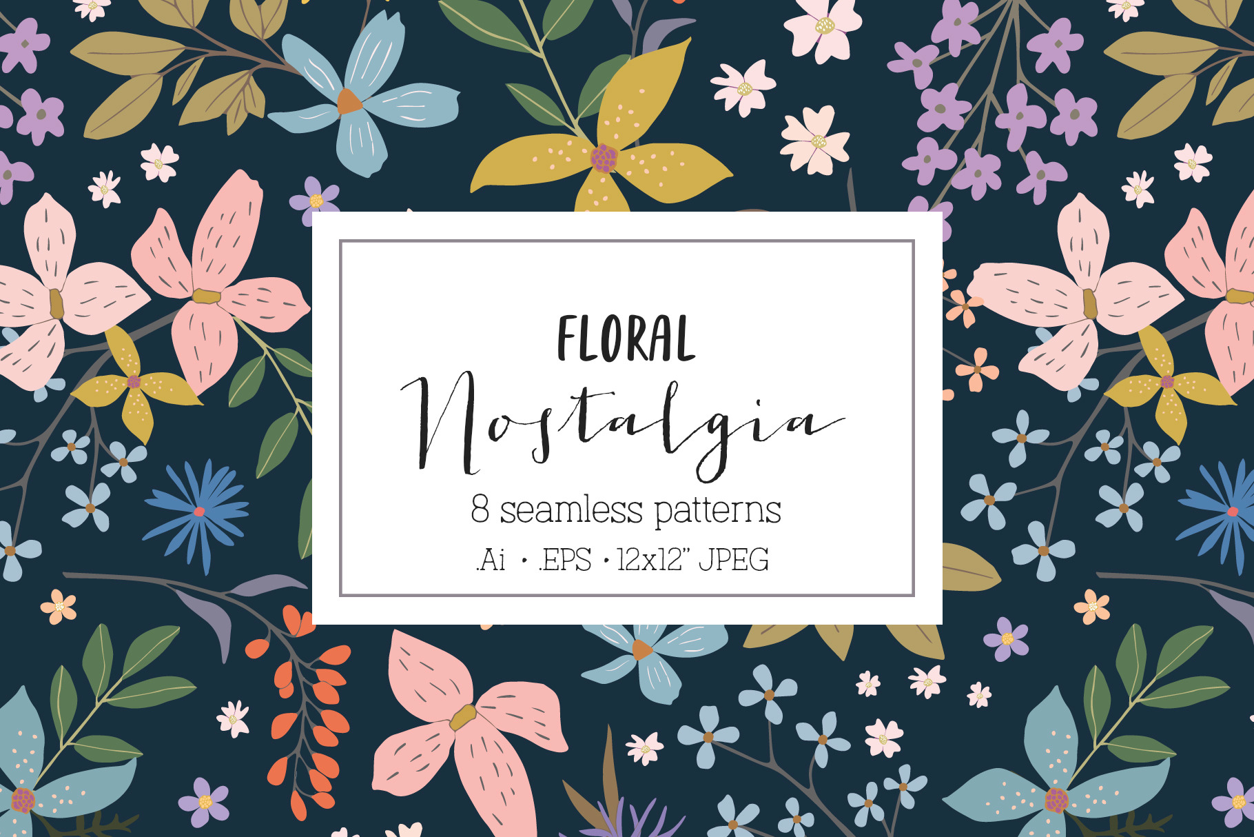 Floral Nostalgia Pattern collection, a Pattern Graphic by Katie Lisker