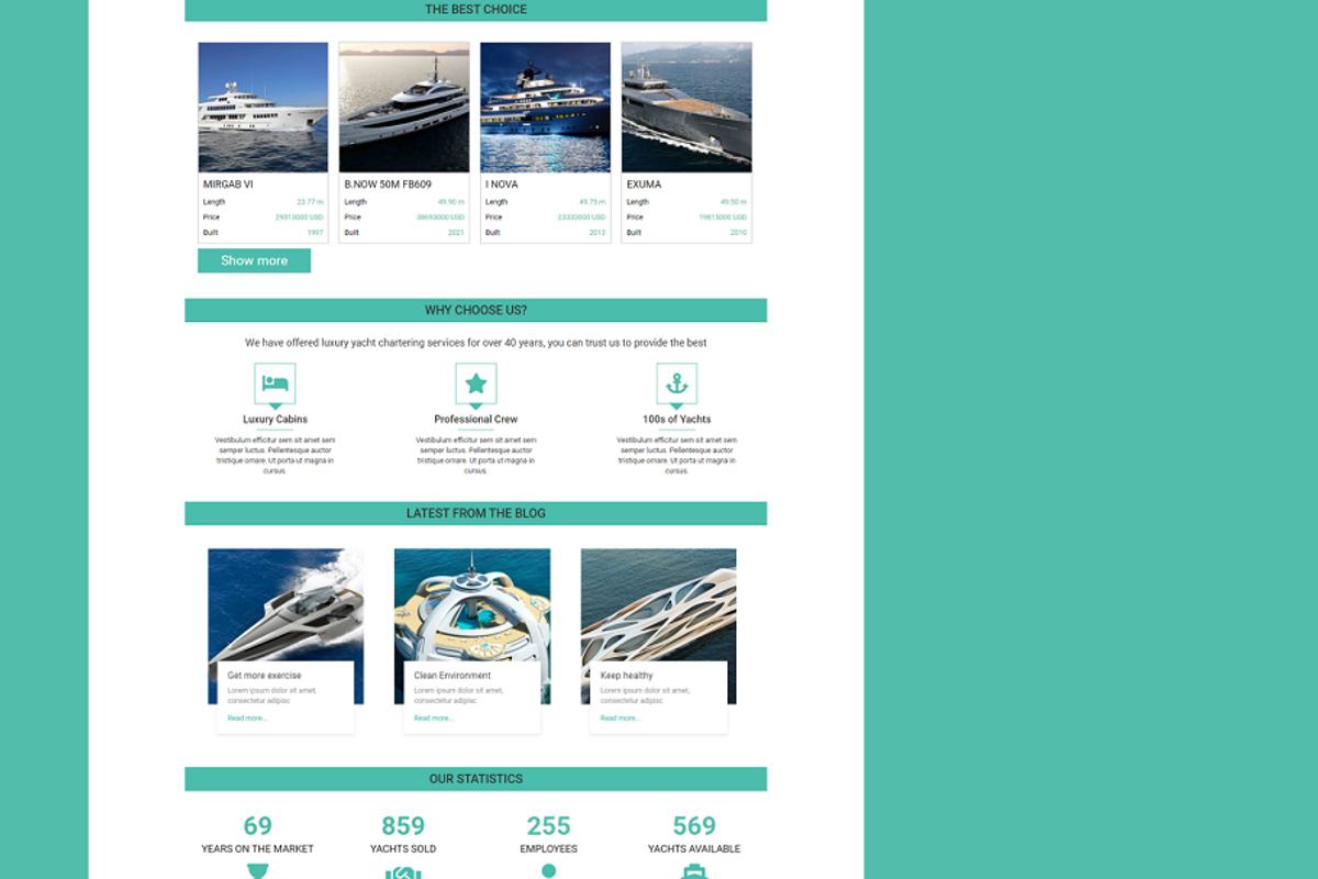 Yachts Charter - Website Template, a Websites & App Template by Ordasoft