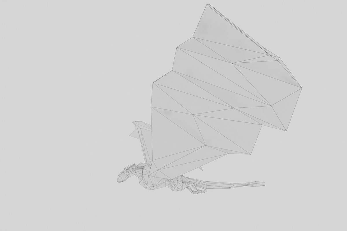 Low Poly Paper Dragon, a Characters & Person 3D Model by 3DTreatment