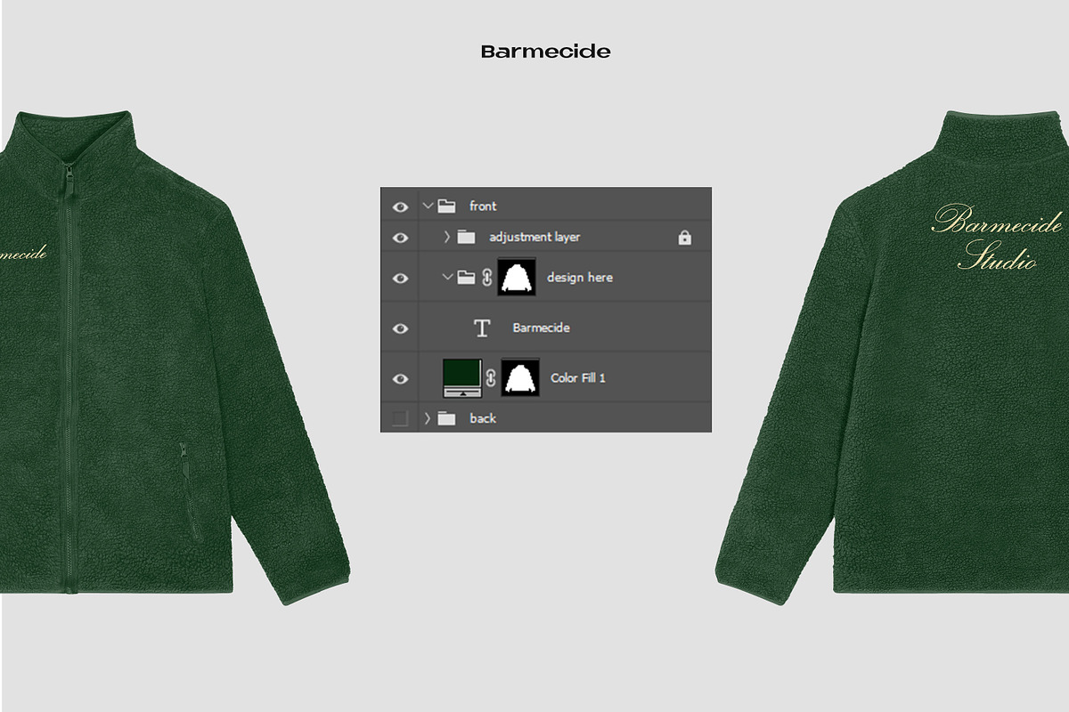 Zip-up Sherpa jacket mockup, an Apparel Mockup by Barmecide Mockup Studio