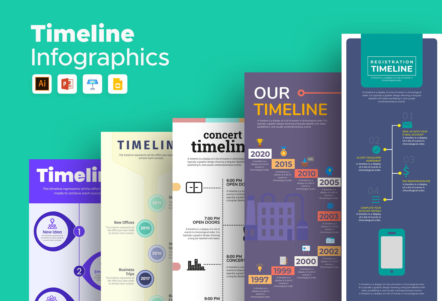 Biscay Timeline Infographics Bundle | Presentation Templates ~ Creative ...