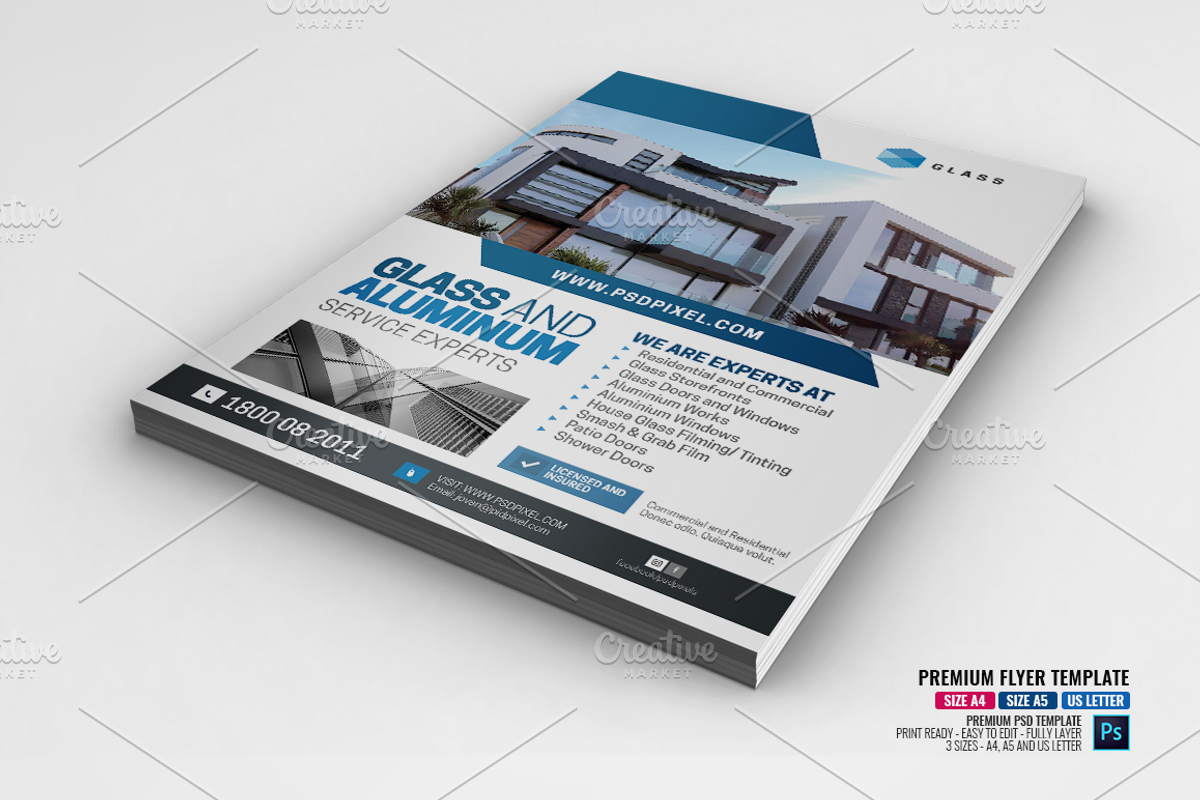 Glass and Aluminum Supply Flyer, a Flyer Template by PSDPixel