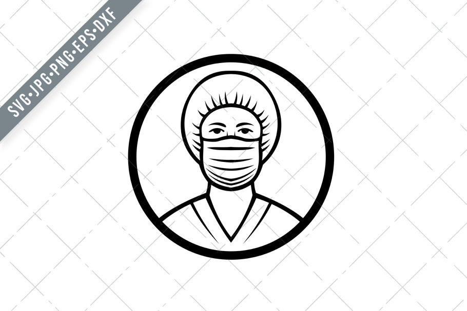 Nurse Wearing Surgical Mask SVG, an Object Graphic by patrimonio