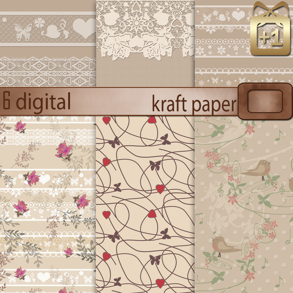 6 digital Kraft paper, a Pattern Graphic by Futurel