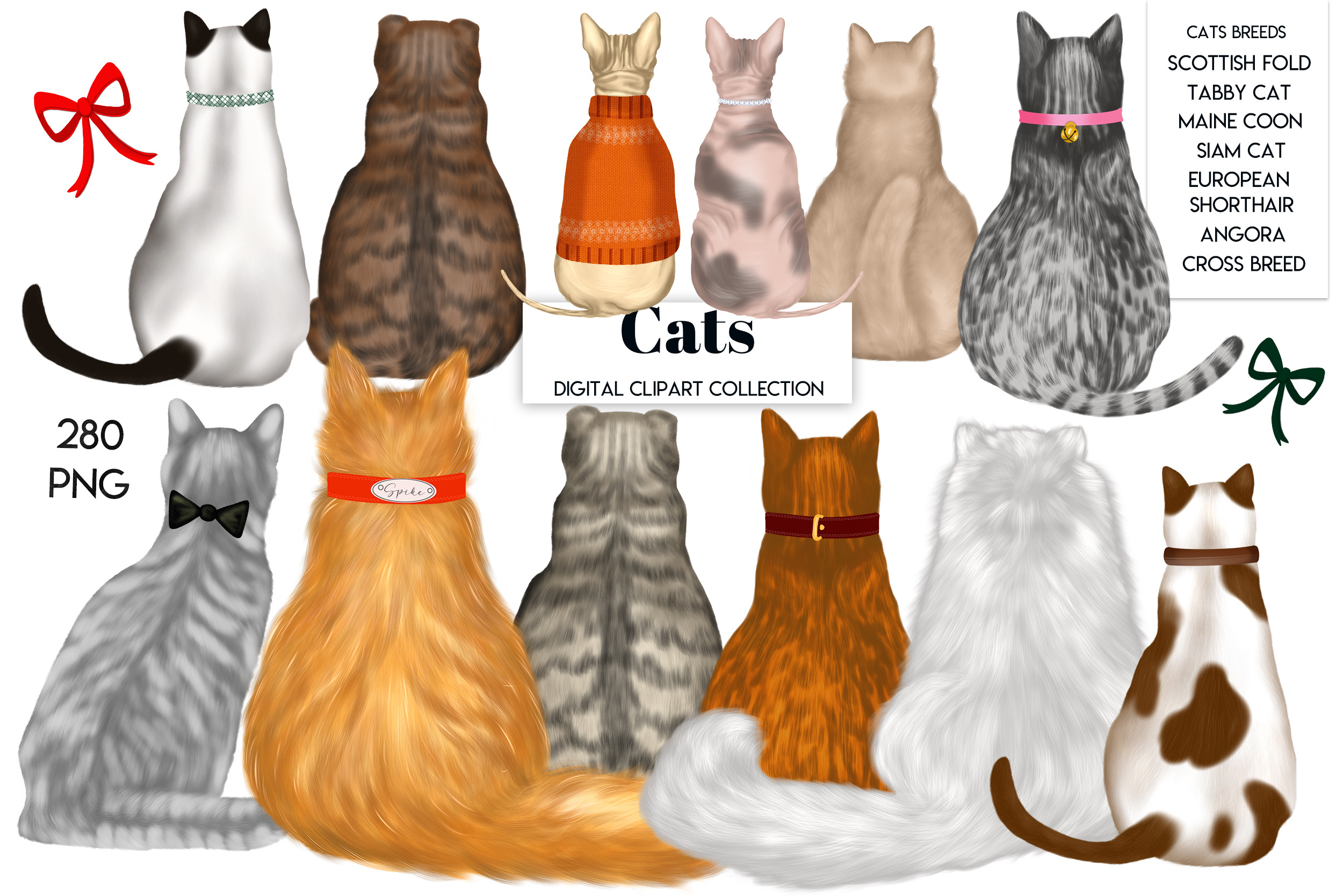 Cats Clipart. Back of Cat