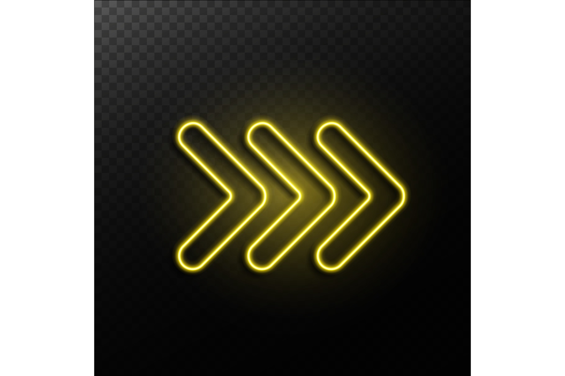 Realistic neon arrow. Glowing yellow, a Decorative Illustration by ...