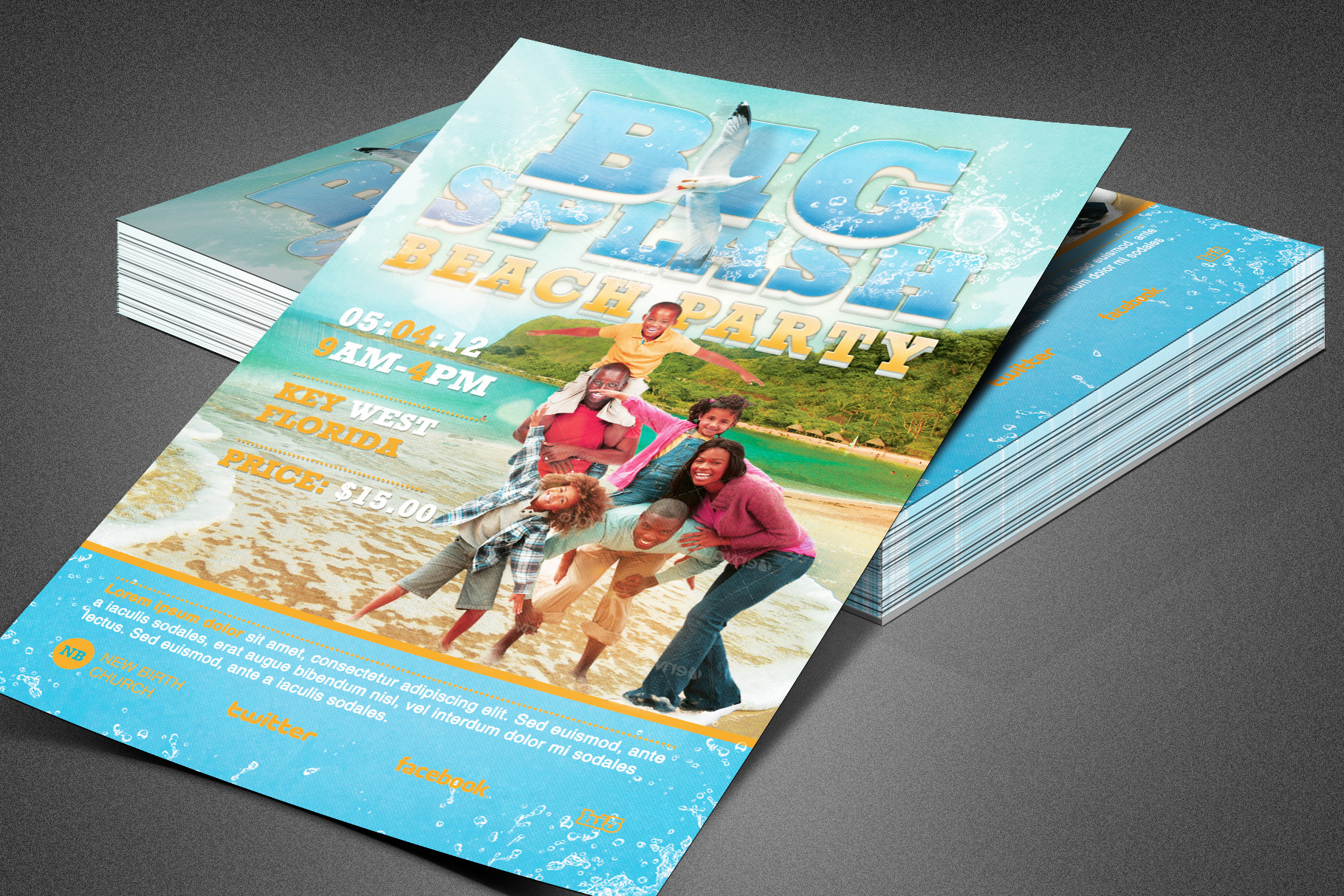 Big Splash Beach Party Flyer, a Flyer Template by loswl