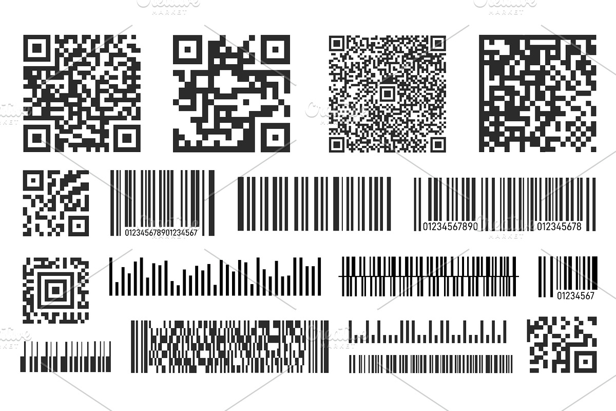 Barcodes. Black barcode, qr code for, a Background Graphic by LadadikArt