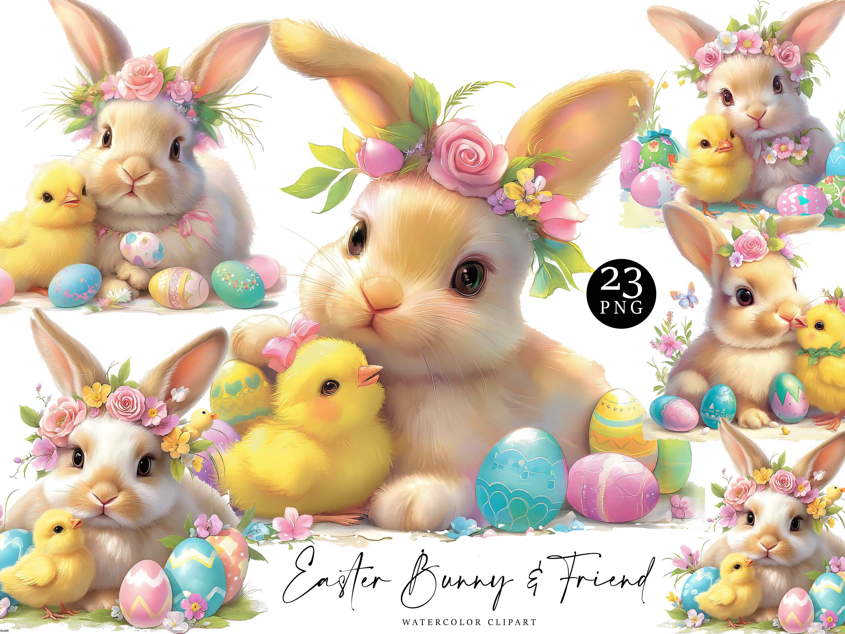 Easter Bunny and Friend Clip Art, an Animal Illustration by Design ...