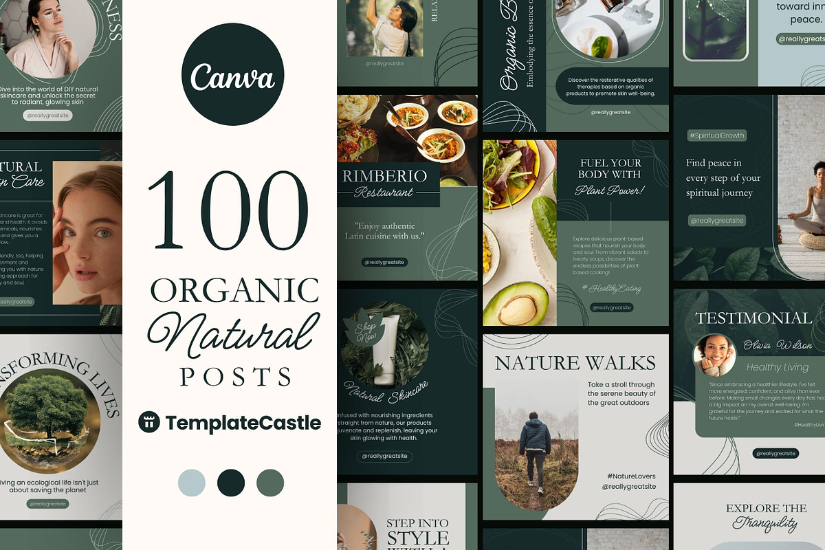100 Natural Canva Templates, a Templates & Theme by TemplateCastleStore