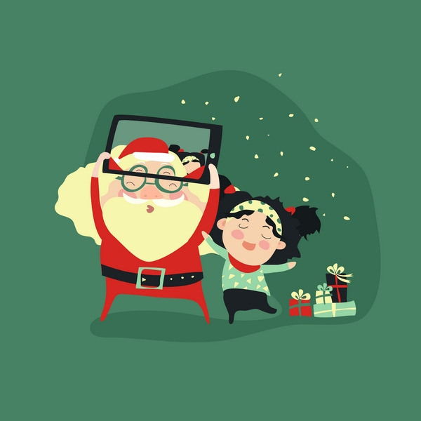 Santa and girl taking selfie | Illustrations ~ Creative Market
