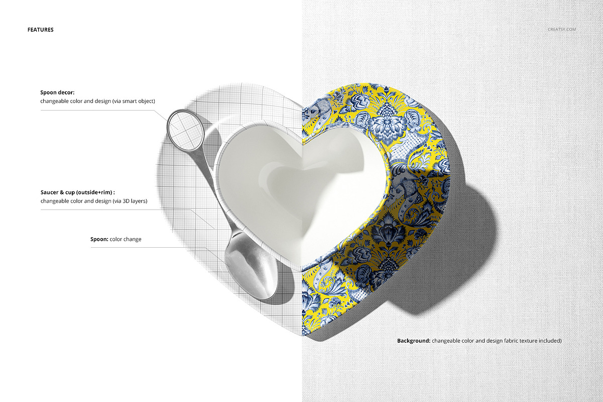 Heart Shaped Cup Mockup Set, a Cups & Container Mockup by creatsy5