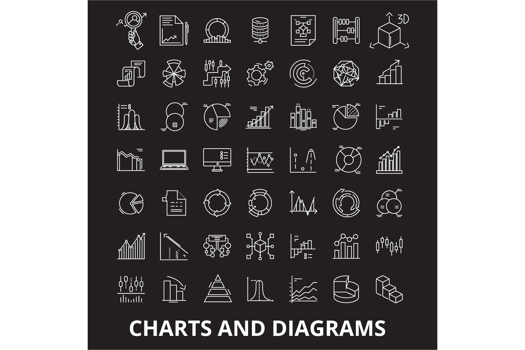 Charts and diagrams editable line, a Finance Illustration by urban icon ...