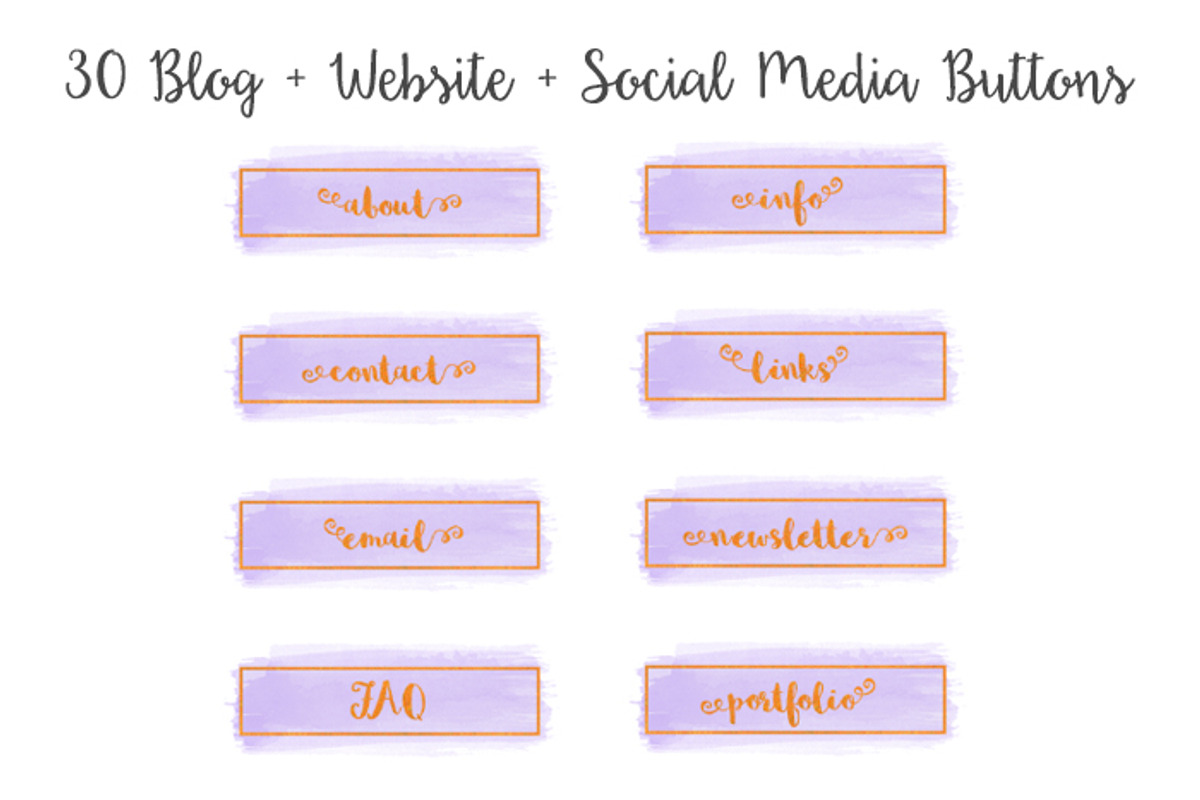 Purple Watercolor Blog Button Set, a Templates & Theme by Minty Fox Designs