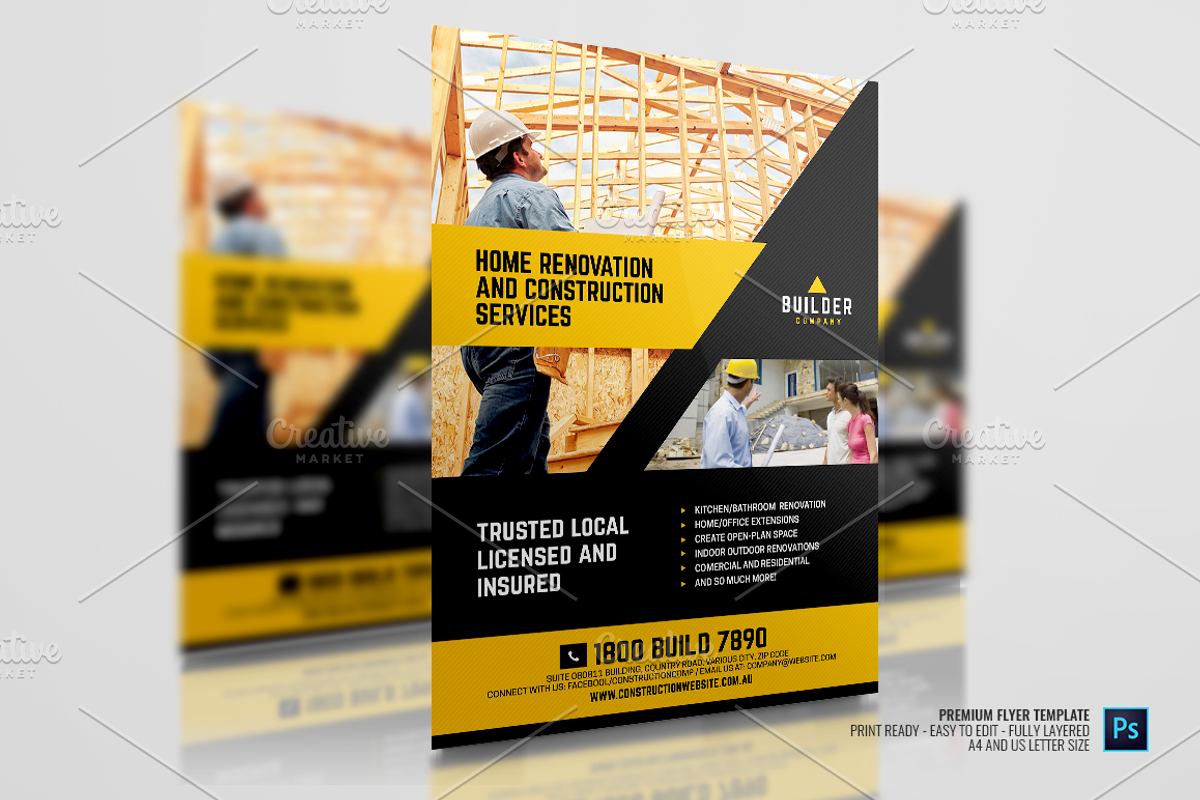 Construction and Builder Flyer, a Flyer Template by PSDPixel