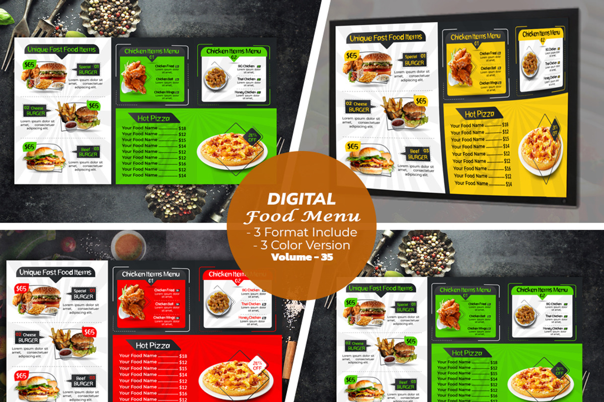 Digital Food Menu Design Template, a Stationery Template by MRI STUDIO