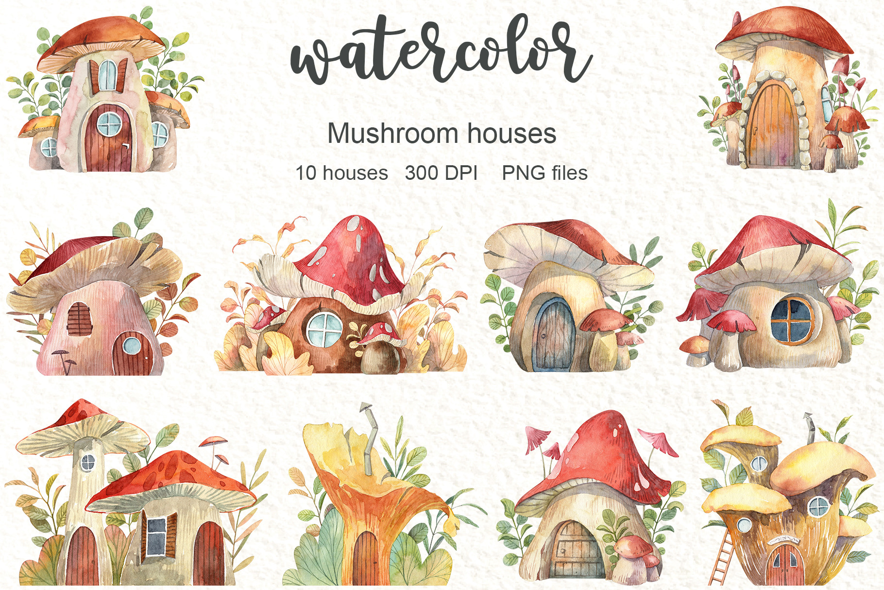 Magical mushroom houses, an Illustration by Dashamoony