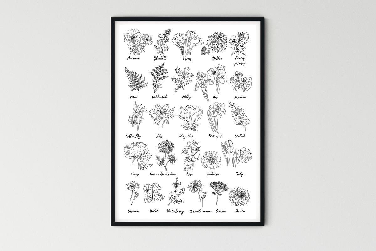 Alphabet poster flowers, an Illustration by irina.vaneeva