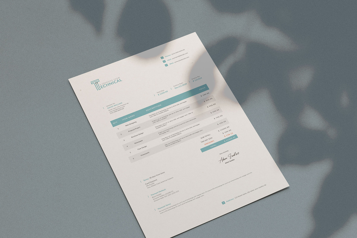 Invoice, a Stationery Template by UX-group | Creative Market