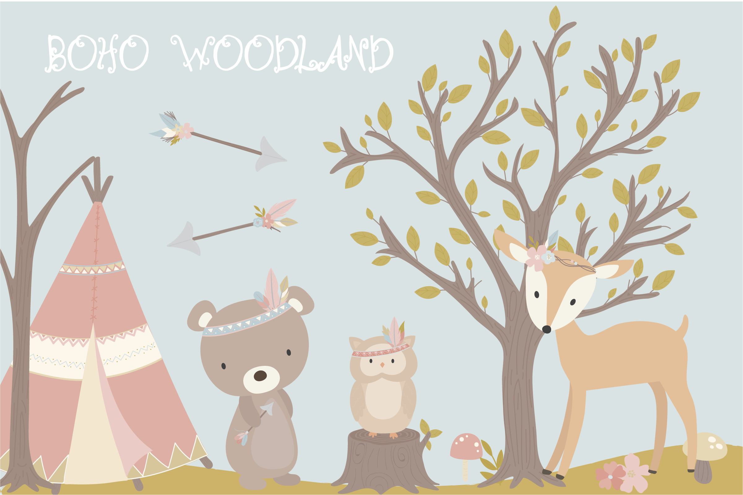 Boho woodland, an Animal Illustration by Poppymoondesign