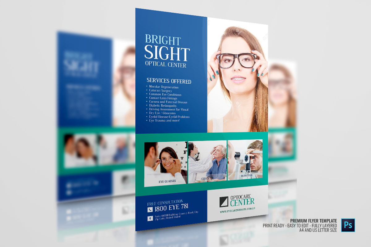 Optometry Services Flyer, a Flyer Template by PSDPixel | Creative Market