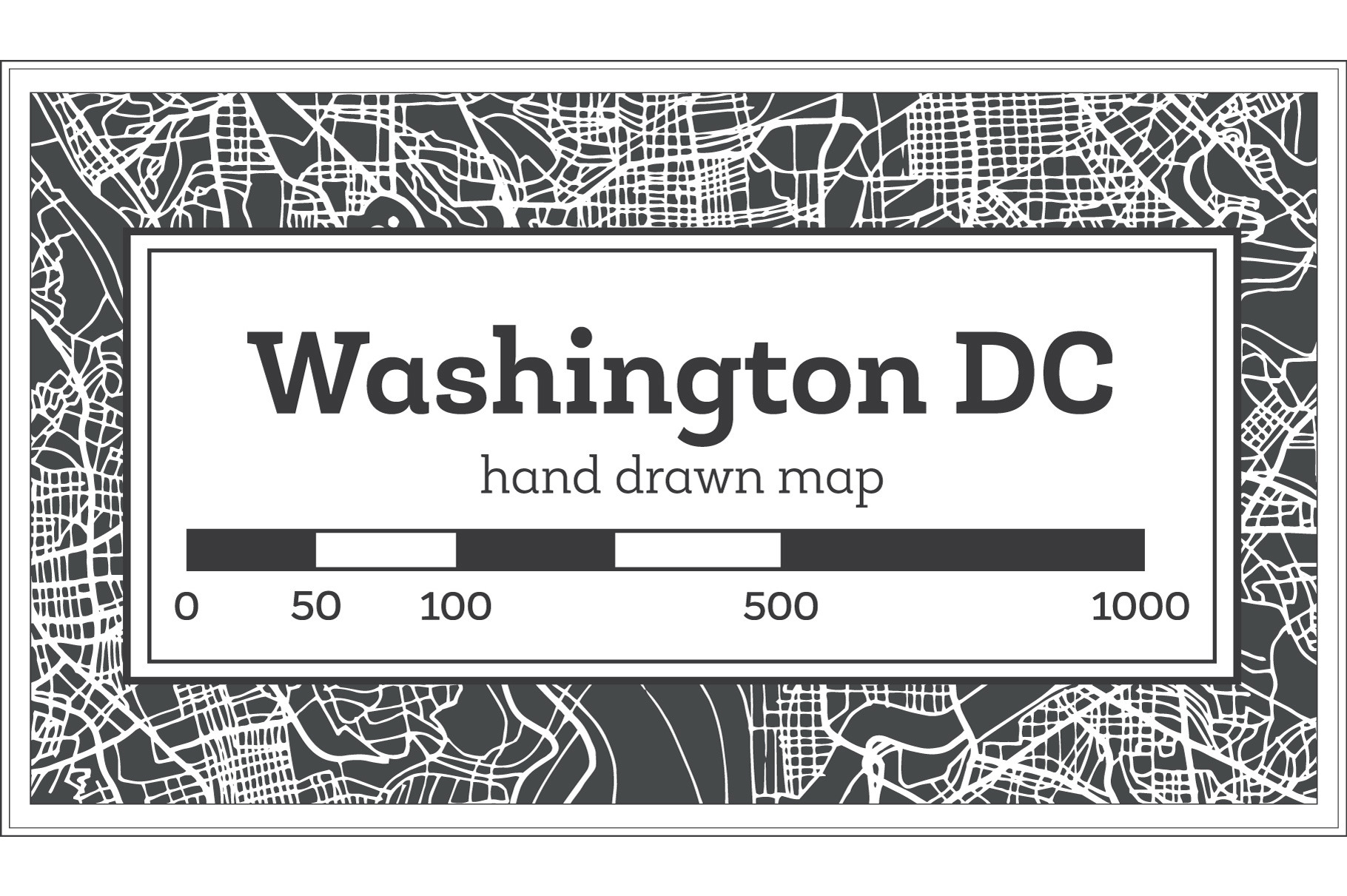 Washington DC USA Map in Retro Style, an Illustration by Booblgum