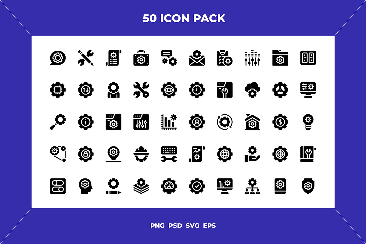 Setup and settings icons, an Outline Icon by Wencory