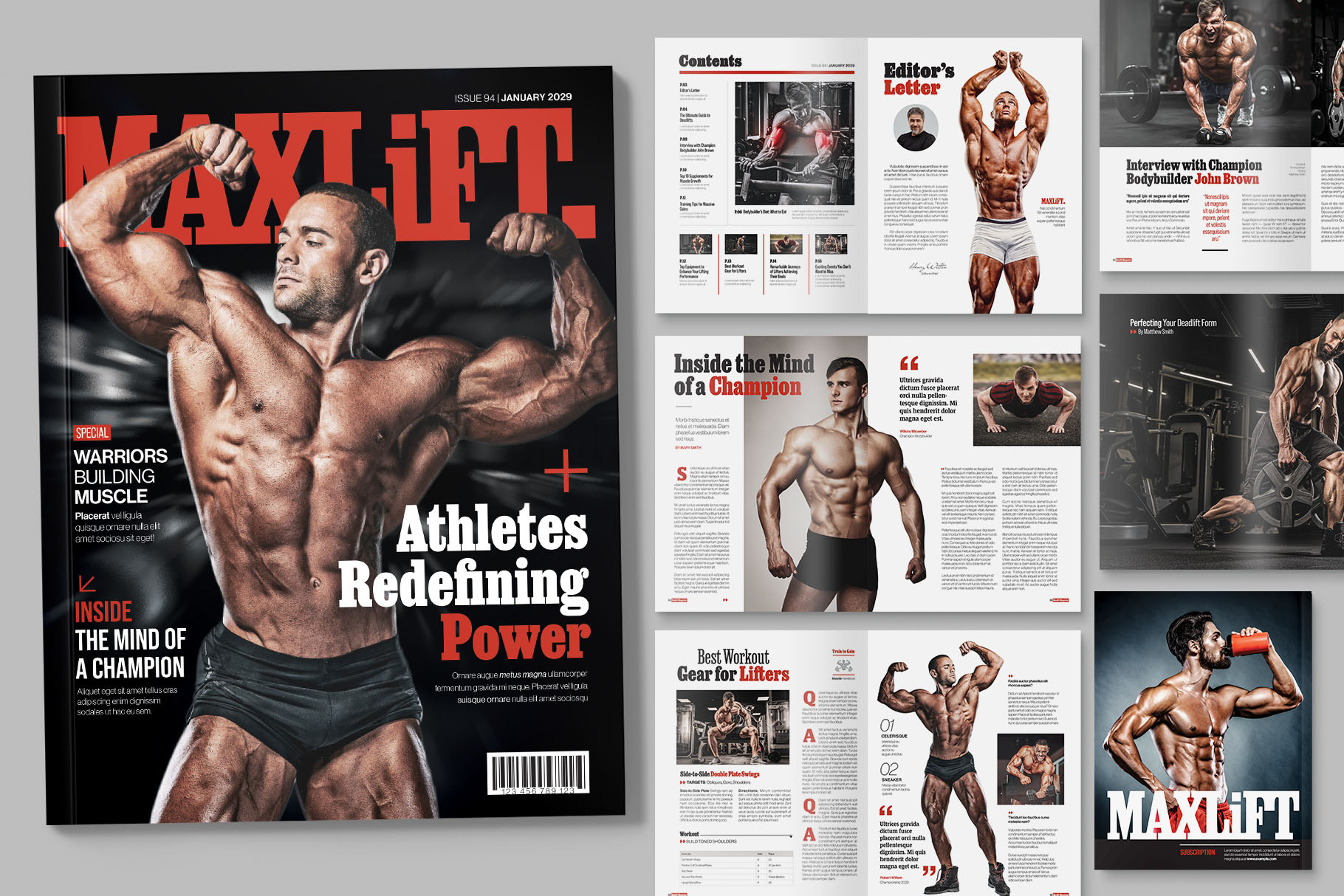 Bodybuilding Sport Magazine Template, a Magazine Template by BrandPacks