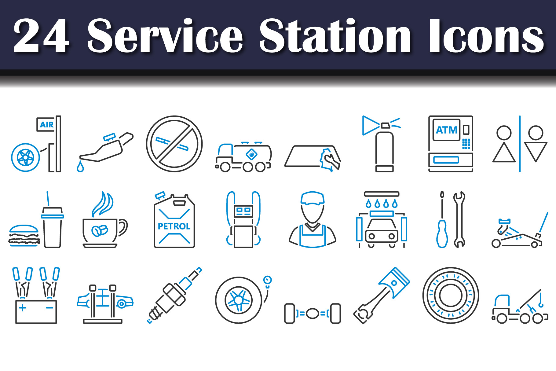 Service Station Icon Set, an Outline Icon by Pavel Vectors | Creative ...