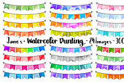 Watercolor Bunting Clipart, a Seasonal Illustration by DigitalArtsi ...