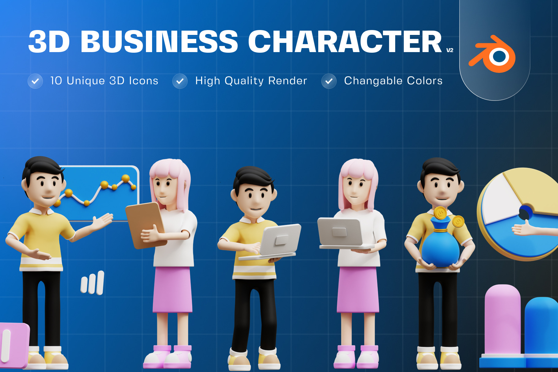 Business Character 3D Icon Pack, a Characters & Person 3D Model by ...