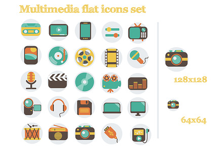 Multimedia Flat Icons Set, an Icon by Sabelskaya
