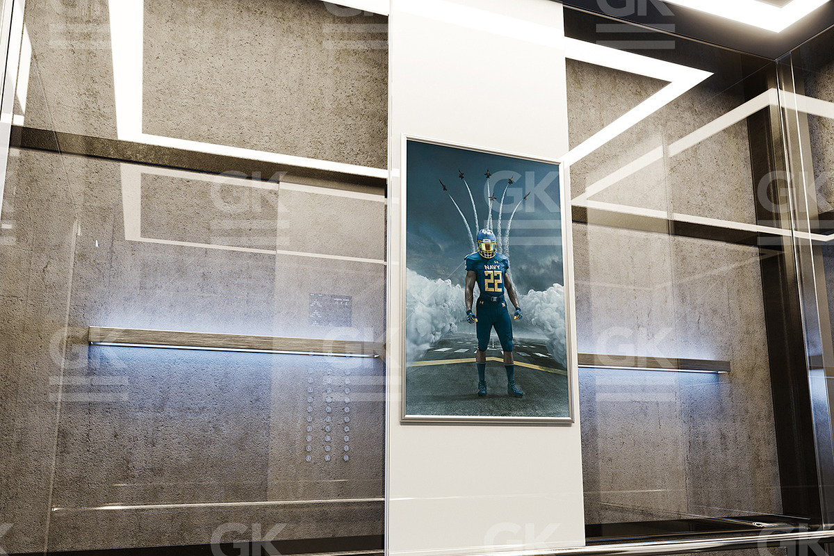 Animated Elevator / Poster Mock-up, a Product Mockup by GK Creative