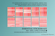 Printable Planner Stickers RED ECLP, a Stationery Template by ...