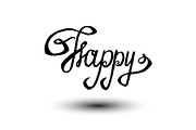 Happy lettering word illustration. | Graphic Objects ~ Creative Market