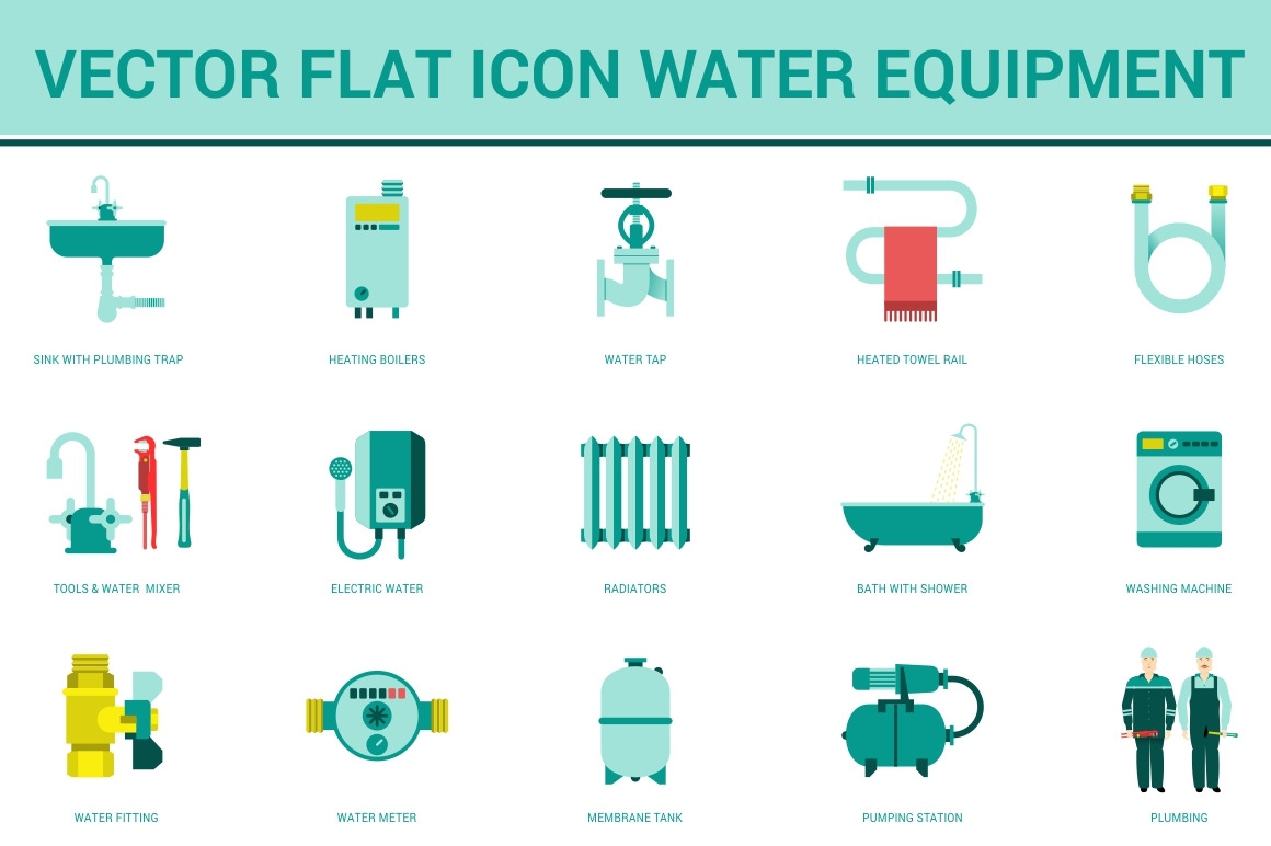 Vector flat icon water equipment | Icons ~ Creative Market