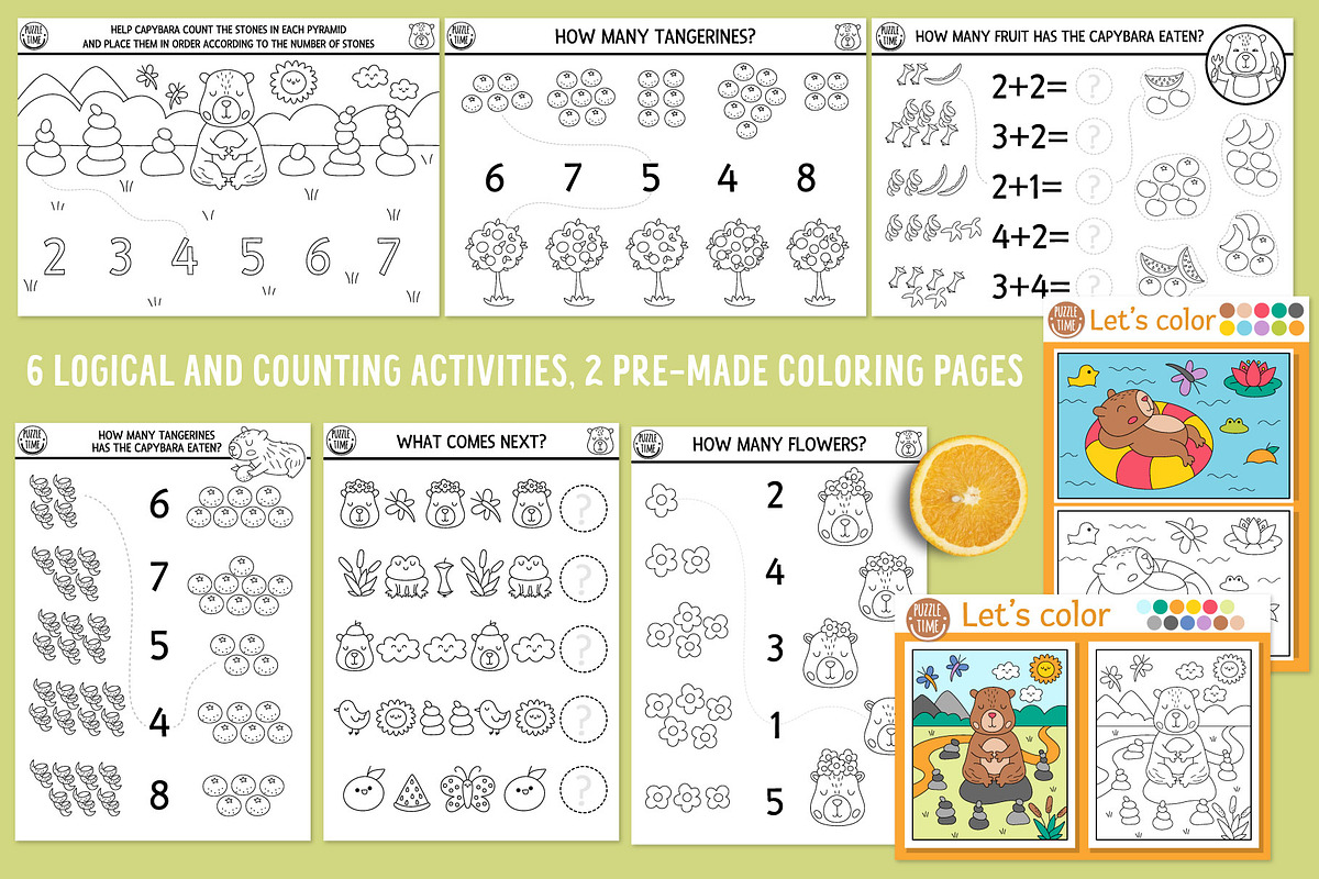 Capybara coloring games for kids, an Education Illustration by Lexi Claus