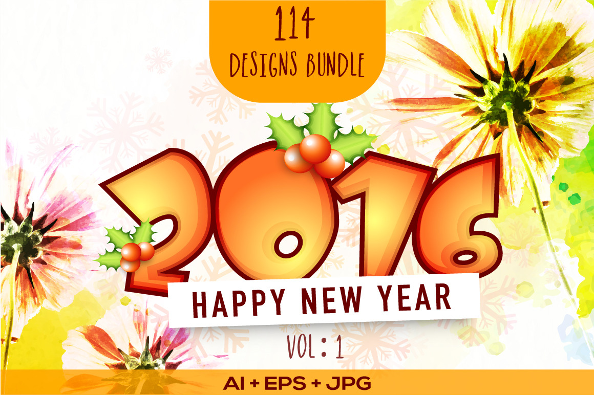 New Year 2016 Bundle - Vol 1 | Seasonal Illustrations ~ Creative Market
