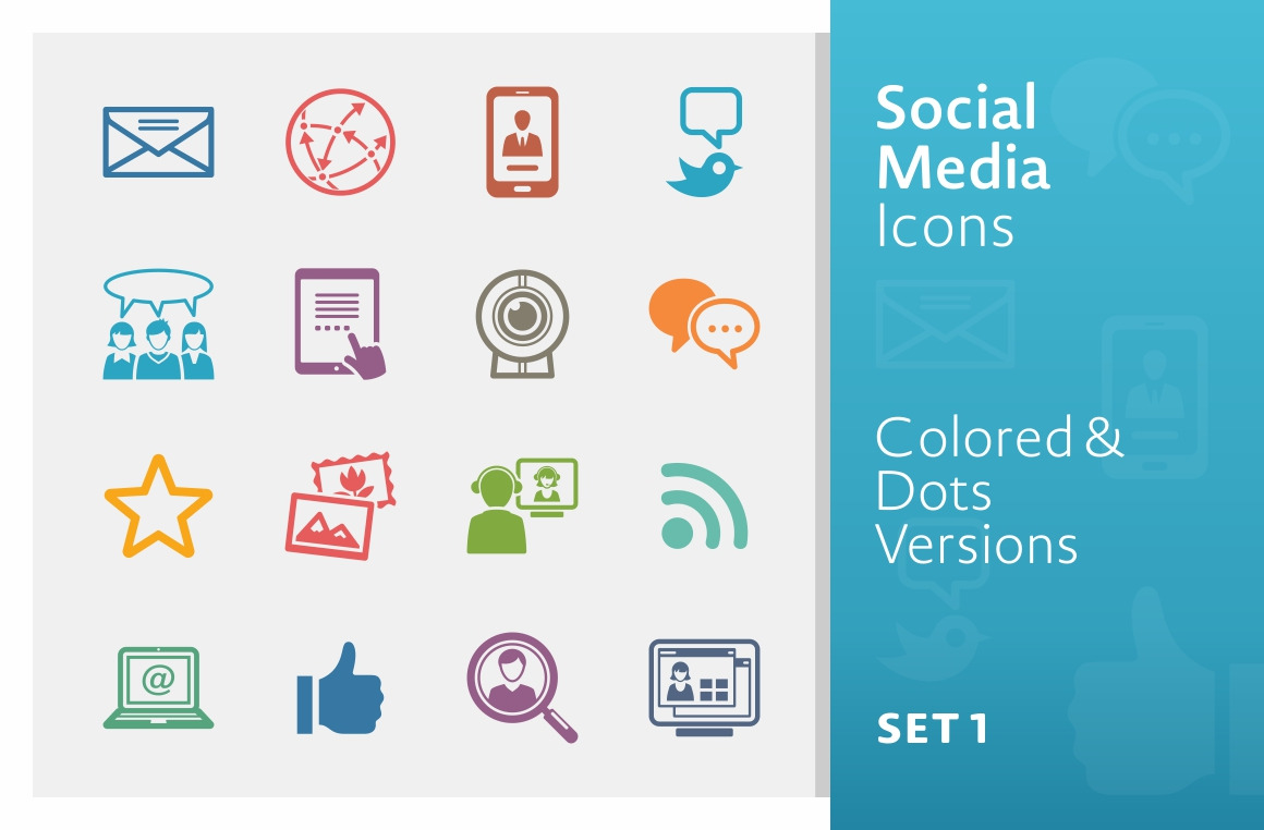Social Media Icons Set 1 | Colored, an Icon by introwiz1