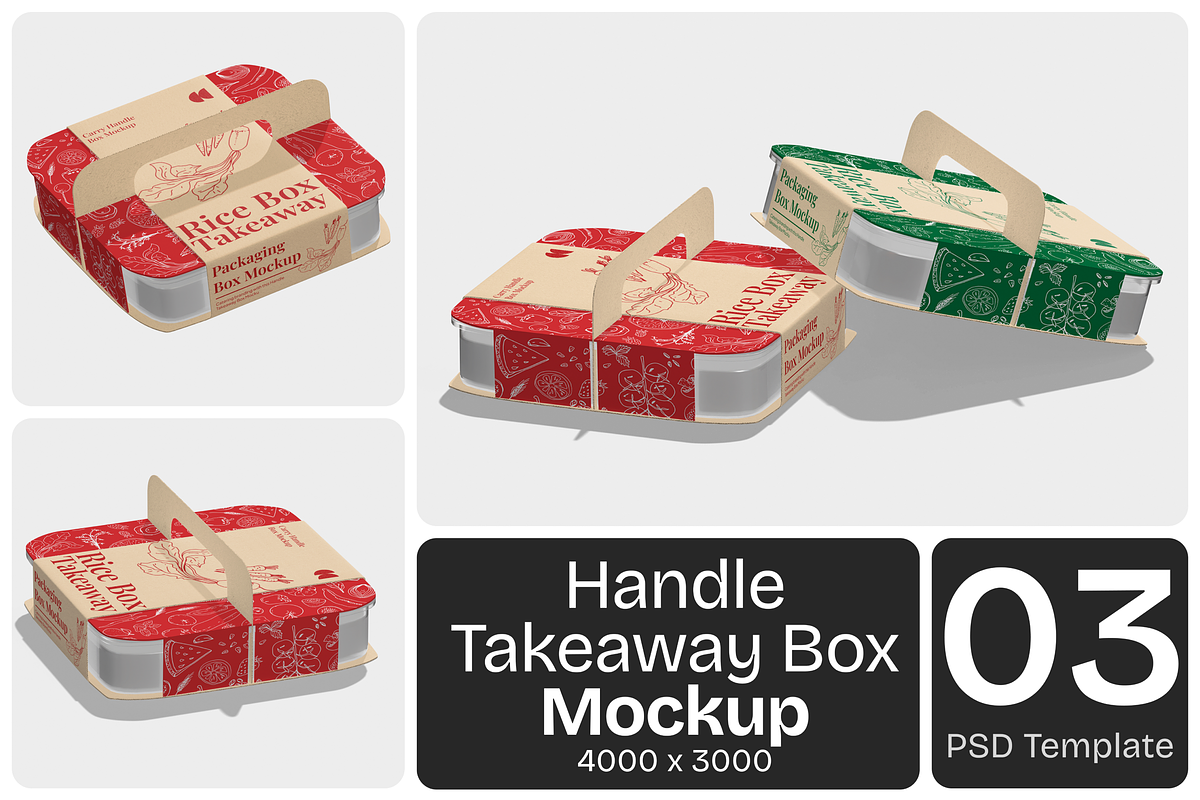 Takeaway Box Mockup, a Packaging Mockup by Permadi Creative