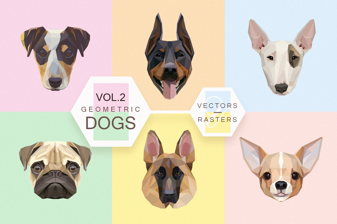 Geometric dogs vol.2, an Animal Illustration by Polar Vectors