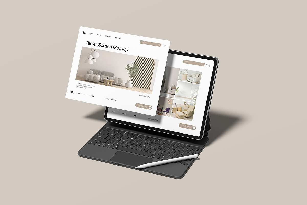 Tablet Screen Website Mockup, a Wearable Device Mockup by graphicsecond