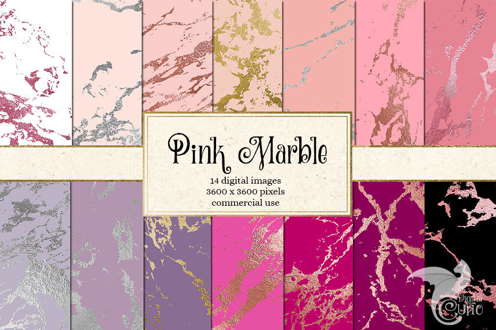Pink Marble Digital Paper, a Texture Graphic by Digital Curio