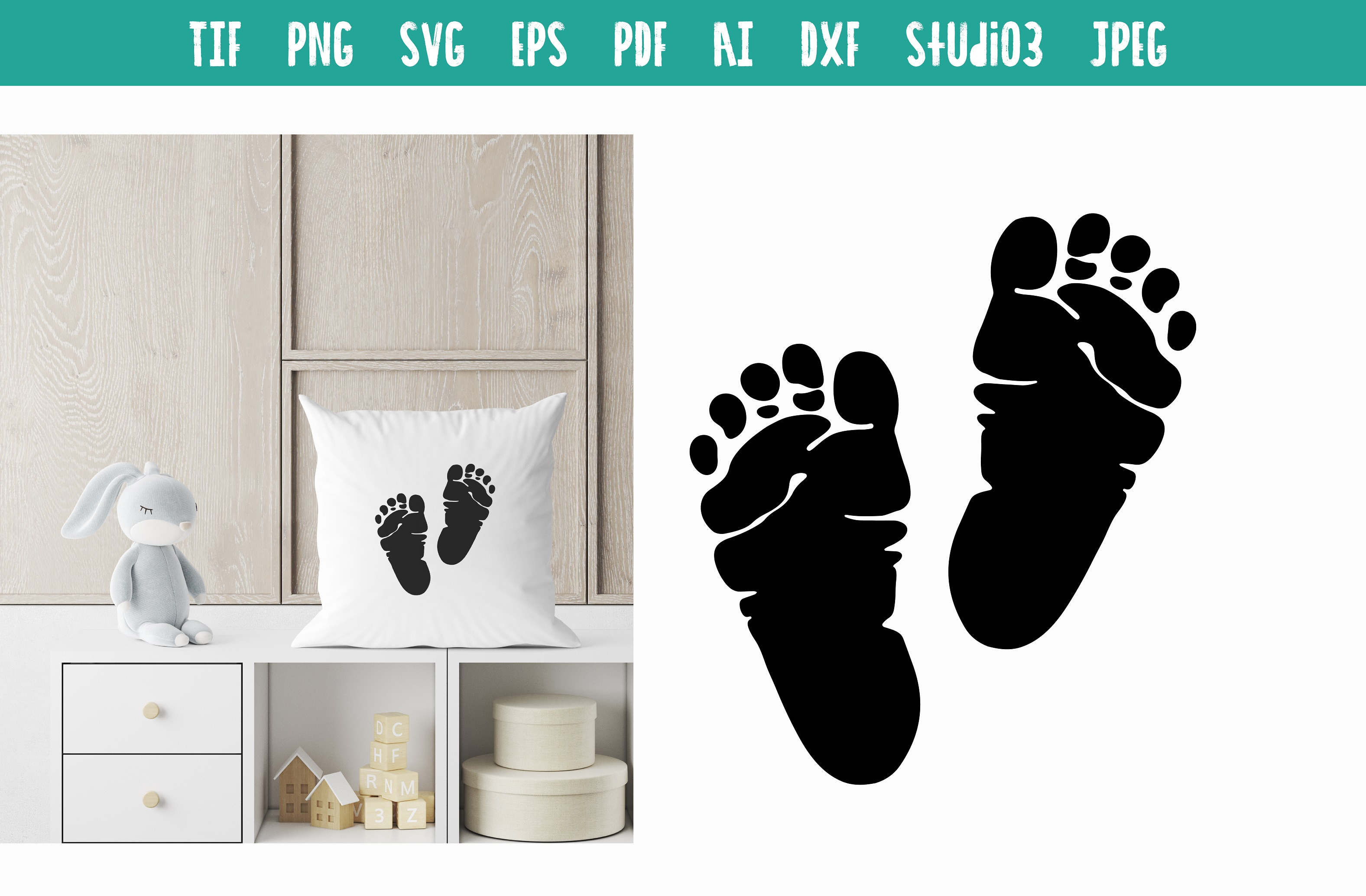 Baby Feet Vector Cut Files, an Object Graphic by Watercolor_Vector Graphic