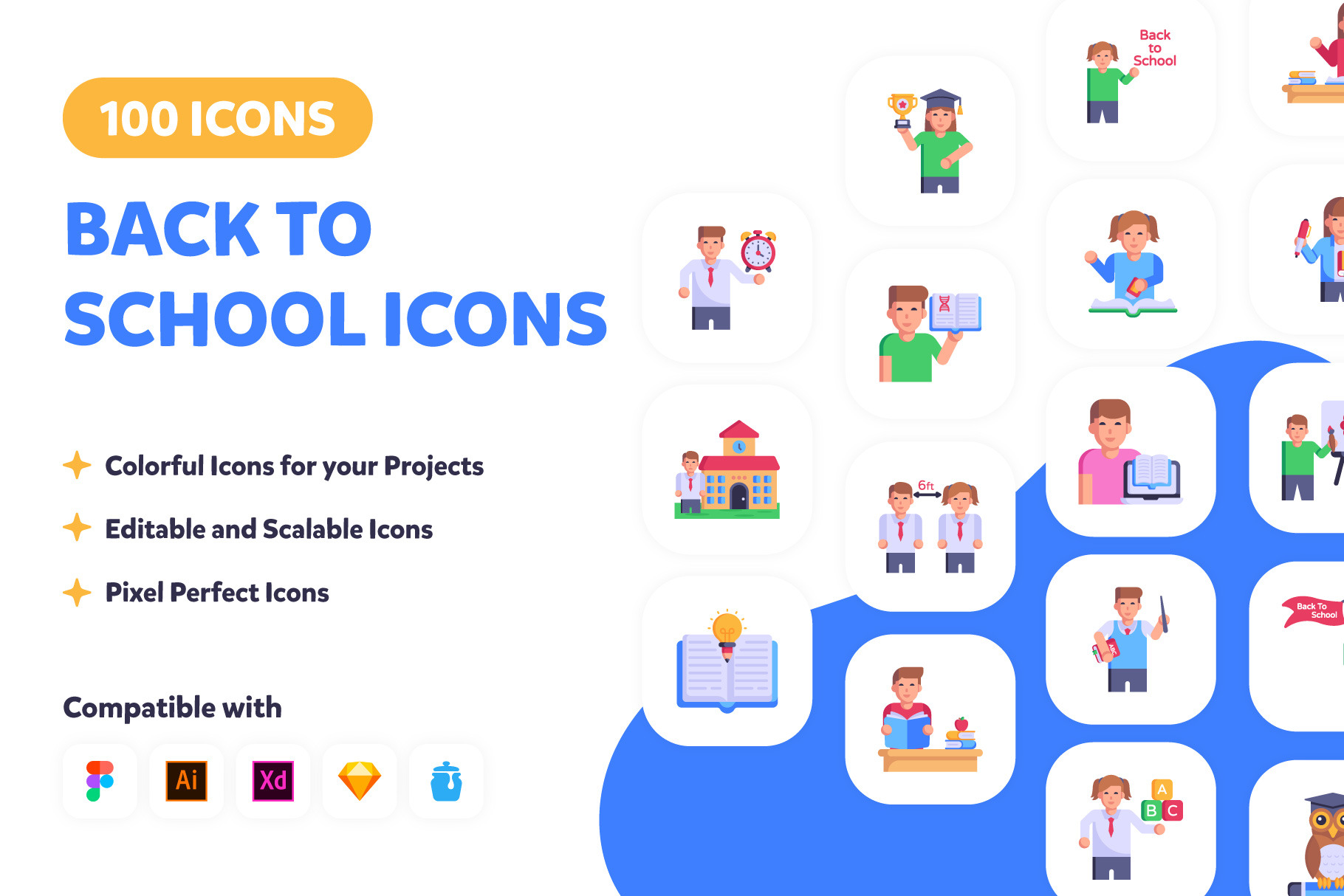 100 Back to School Education Icons | Creative Market